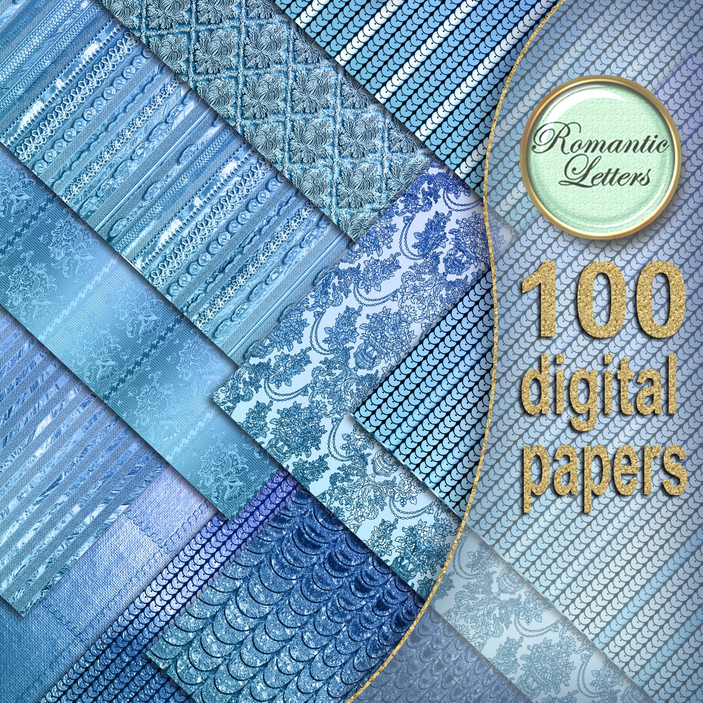 100 Digital Papers Printable Texture Digital Scrapbooking Background ...