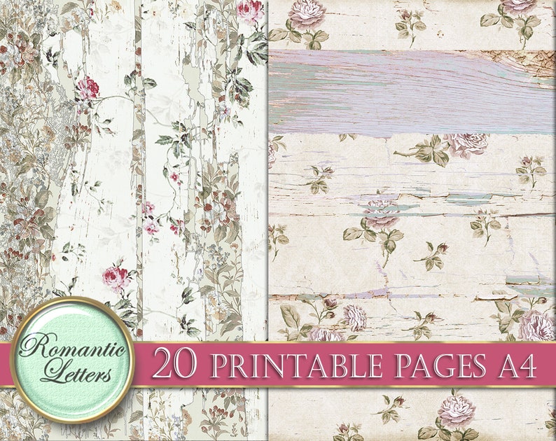 Digital Background Paper Shabby Chic Wedding Scrapbook Digital - Etsy