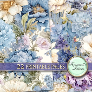 Floral Digital Scrapbook Paper Pack Shabby Chic Flower Digital ...