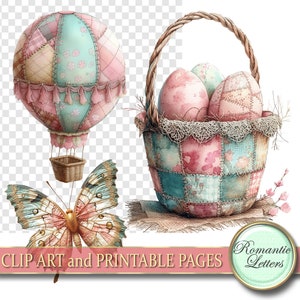 Easter Bunny Digital Clip Art Set Printable Scrapbook Paper Easter Eggs ...