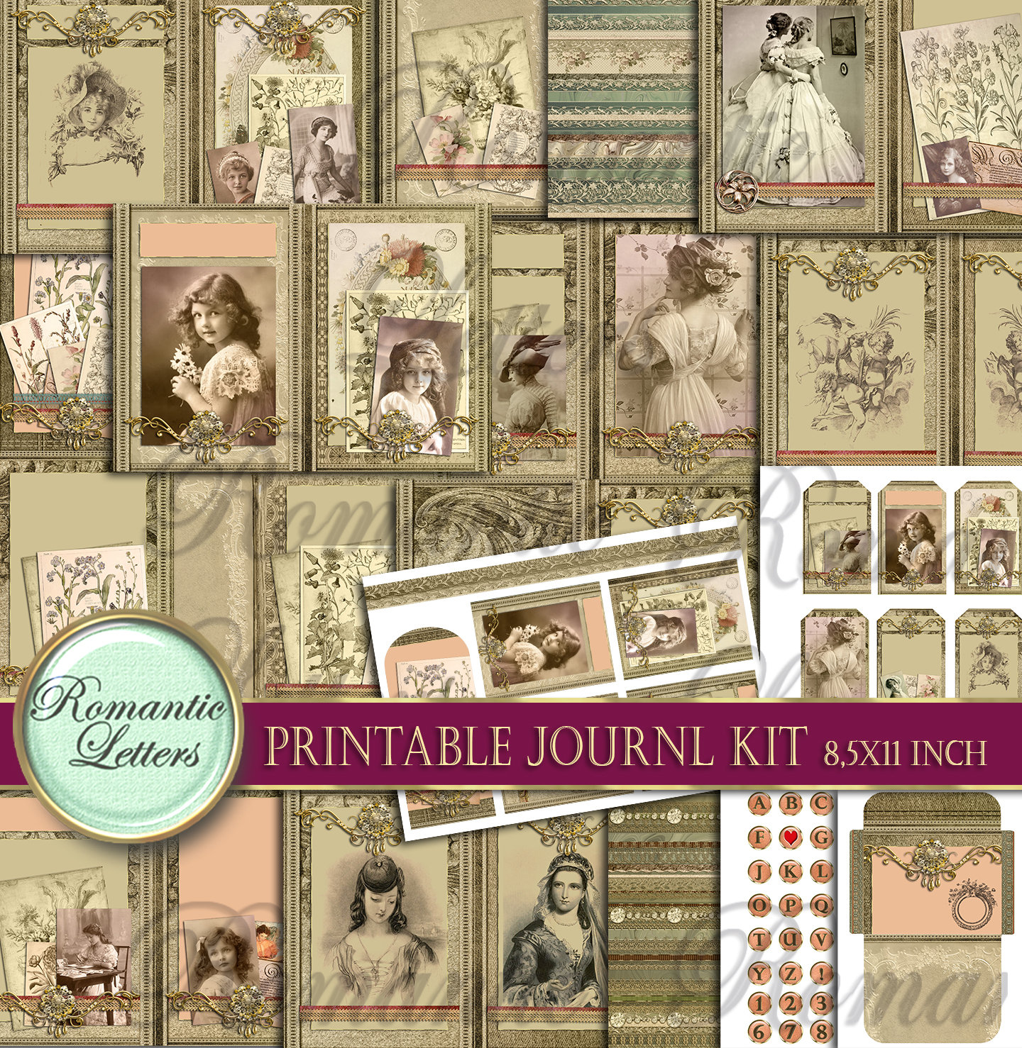 Printable Junk Journal Kit Digital Scrapbooking Paper Printable Craft ...