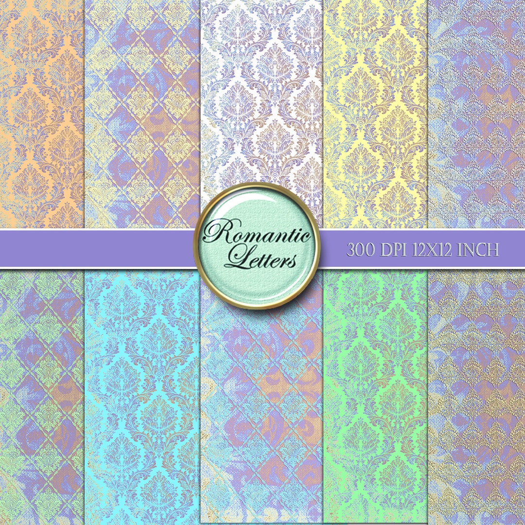 Digital Paper Pack Pastel Damask Scrapbook Paper Pack Pastel Digital ...