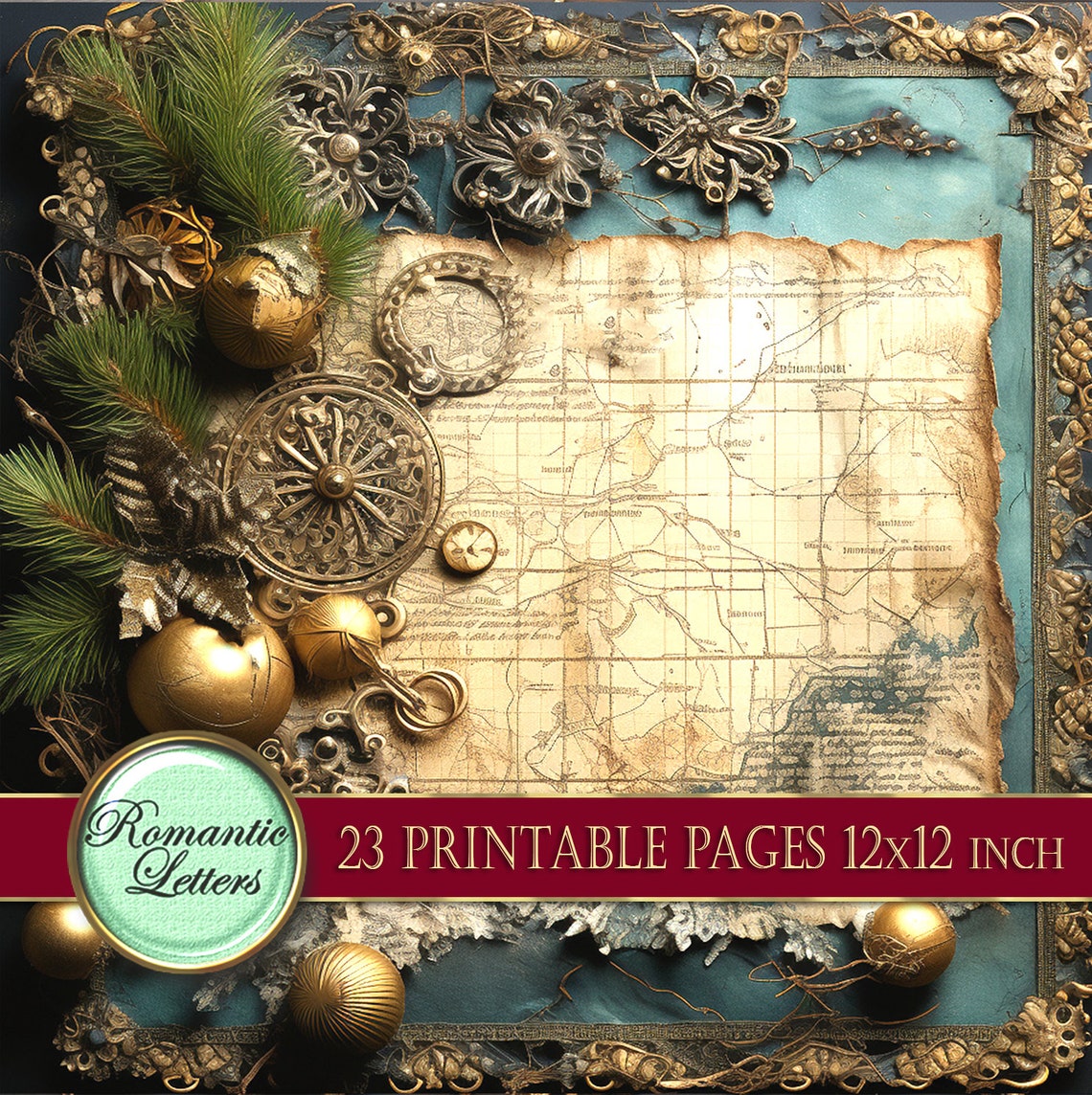 Printable Christmas Journal Pages Digital Scrapbooking Paper Background ...