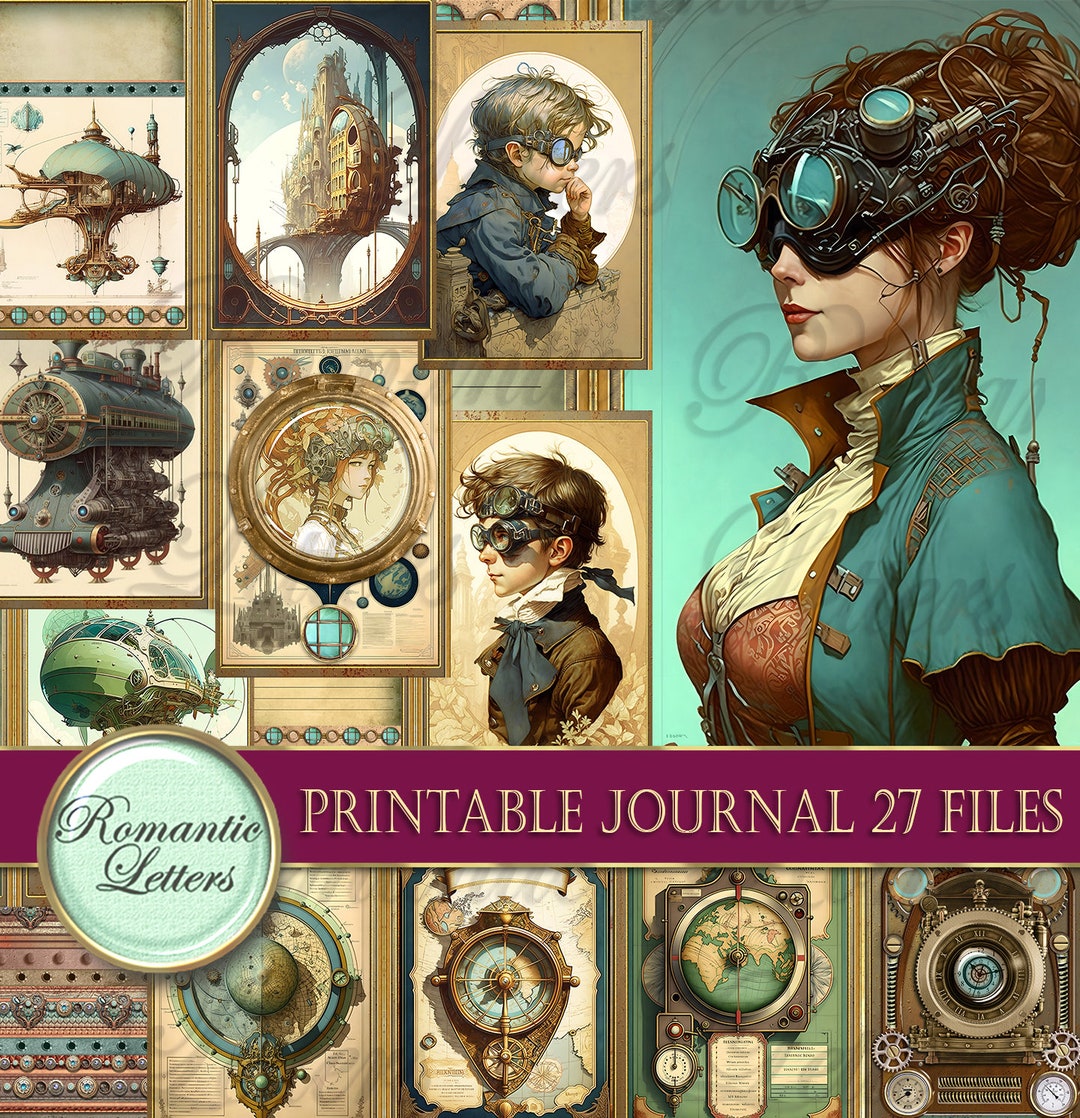 Steampunk Printable Junk Journal Kit Digital Scrapbook Printable ...