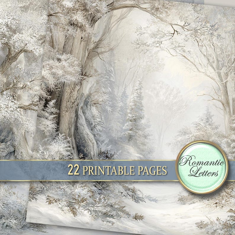 Winter Forest Digital Paper Pack Printable Winter Wedding Album Paper ...
