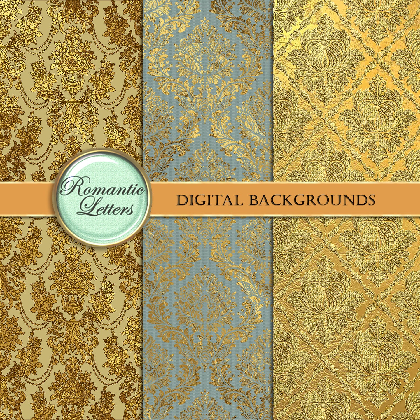 Digital Paper Pack Gold Texture Digital Scrapbook Paper Gold Background ...