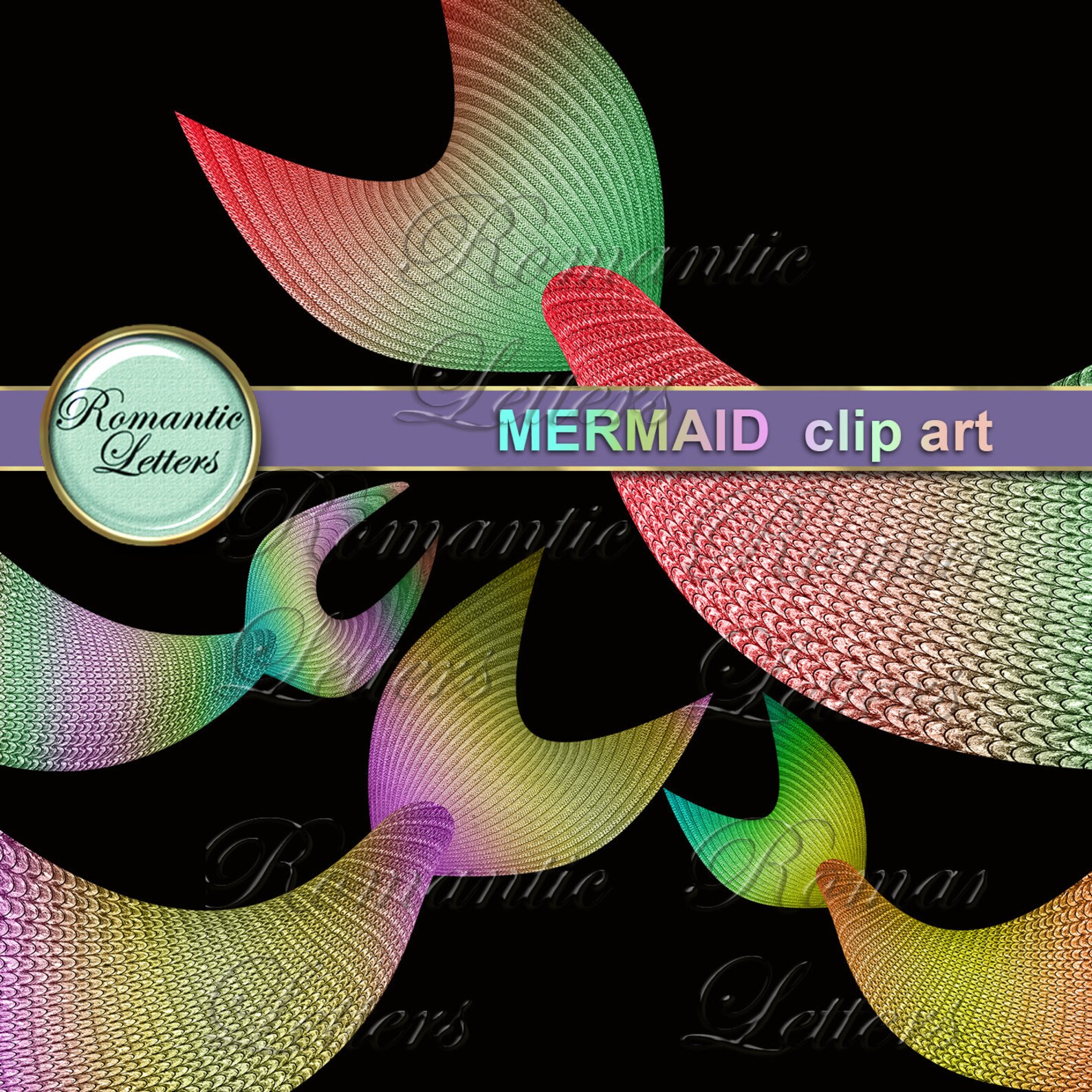 Mermaid Birthday Party Digital Clipart Invitations Clip Art - Etsy
