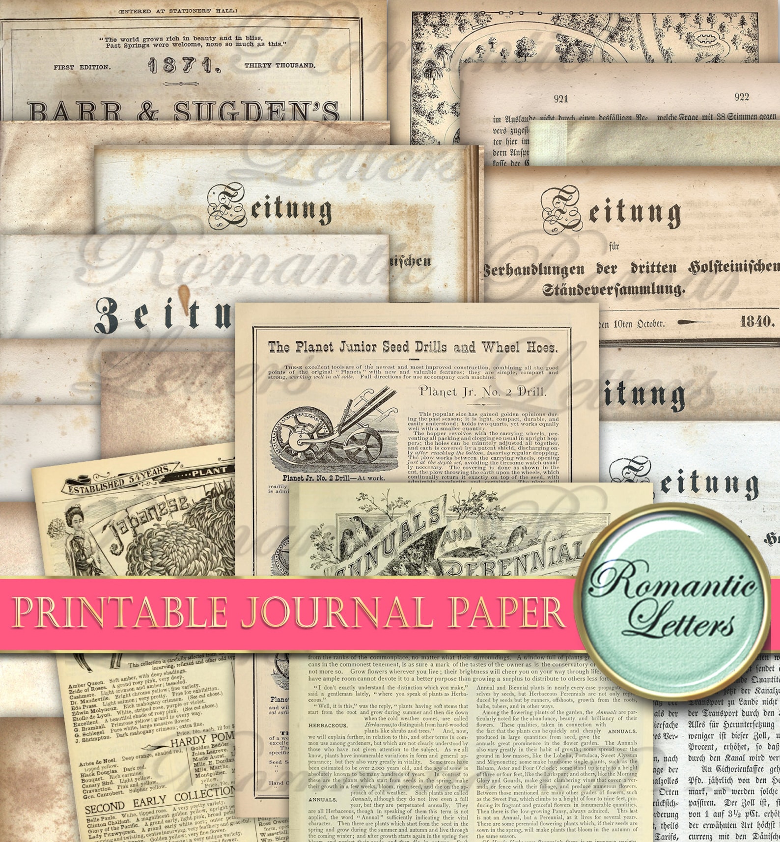 Digital Printable Old Paper Pack Journal Pages Background - Etsy