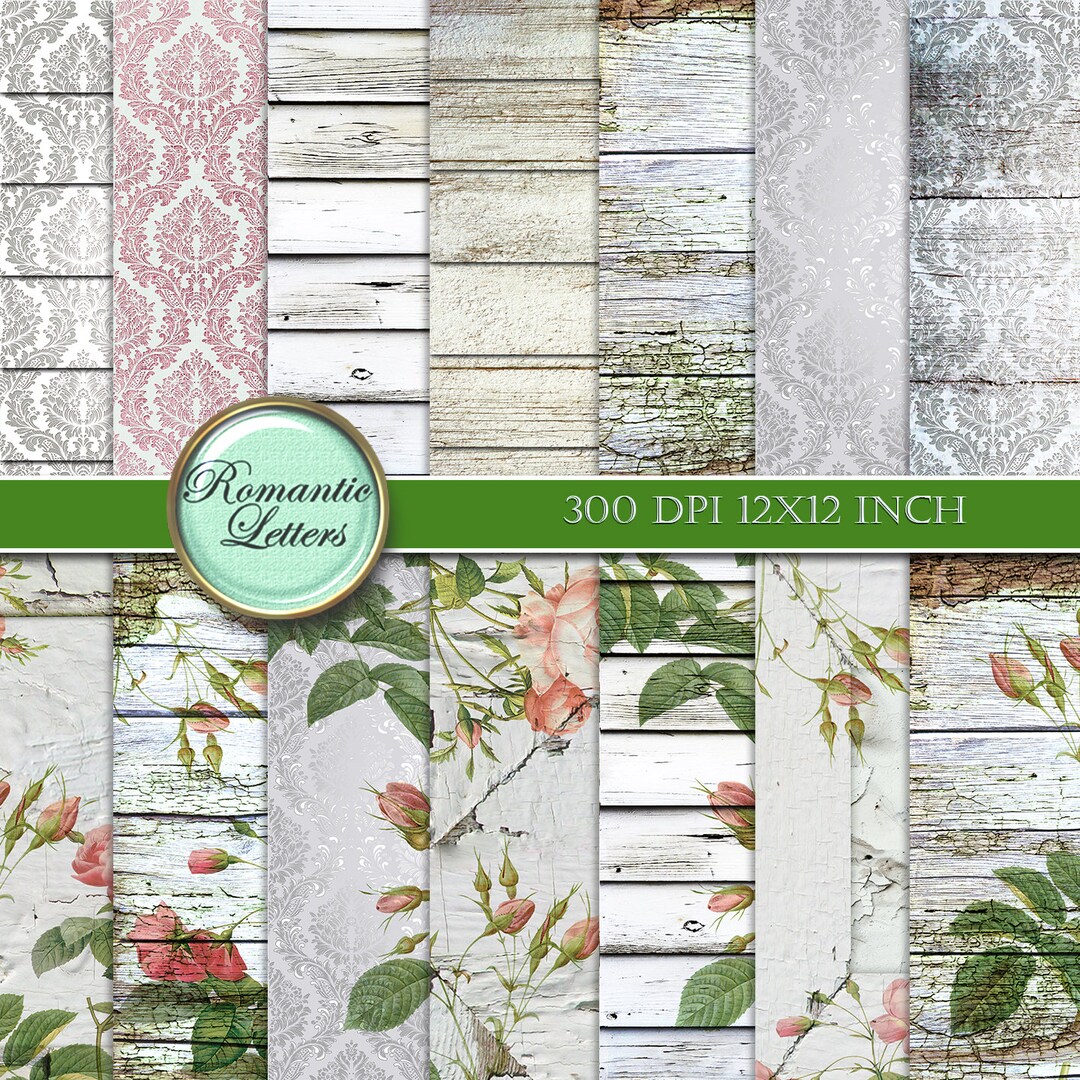 Digital Background Paper Shabby Chic Wedding Scrapbook Digital Paper ...
