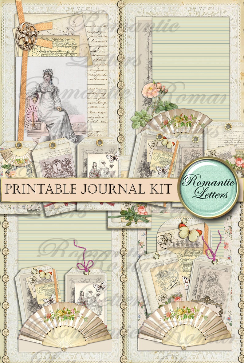 Printable Junk Journal Kit A4 Printable Scrapbook Paper 8.5x11 Digital ...