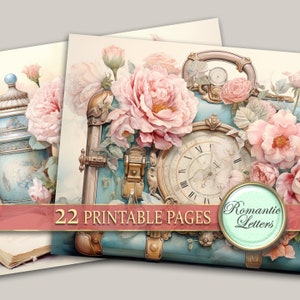 Floral Digital Printable Scrapbook Paper Pack Junk Journal Pages Shabby ...