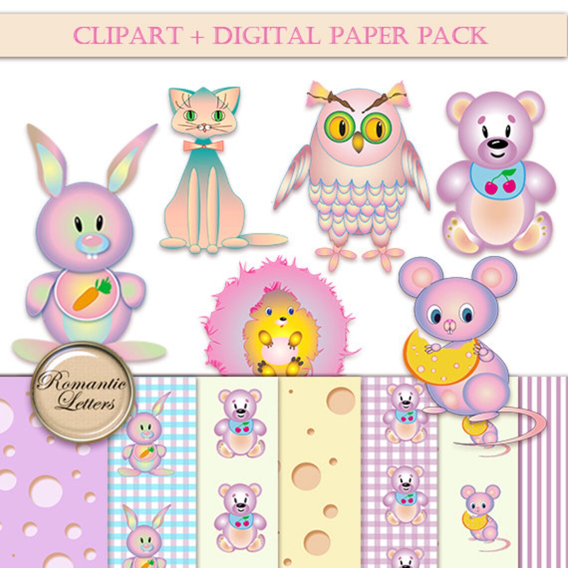 Digital Clip Art Animal Kids Digital Clipart Scrapbook Paper - Etsy