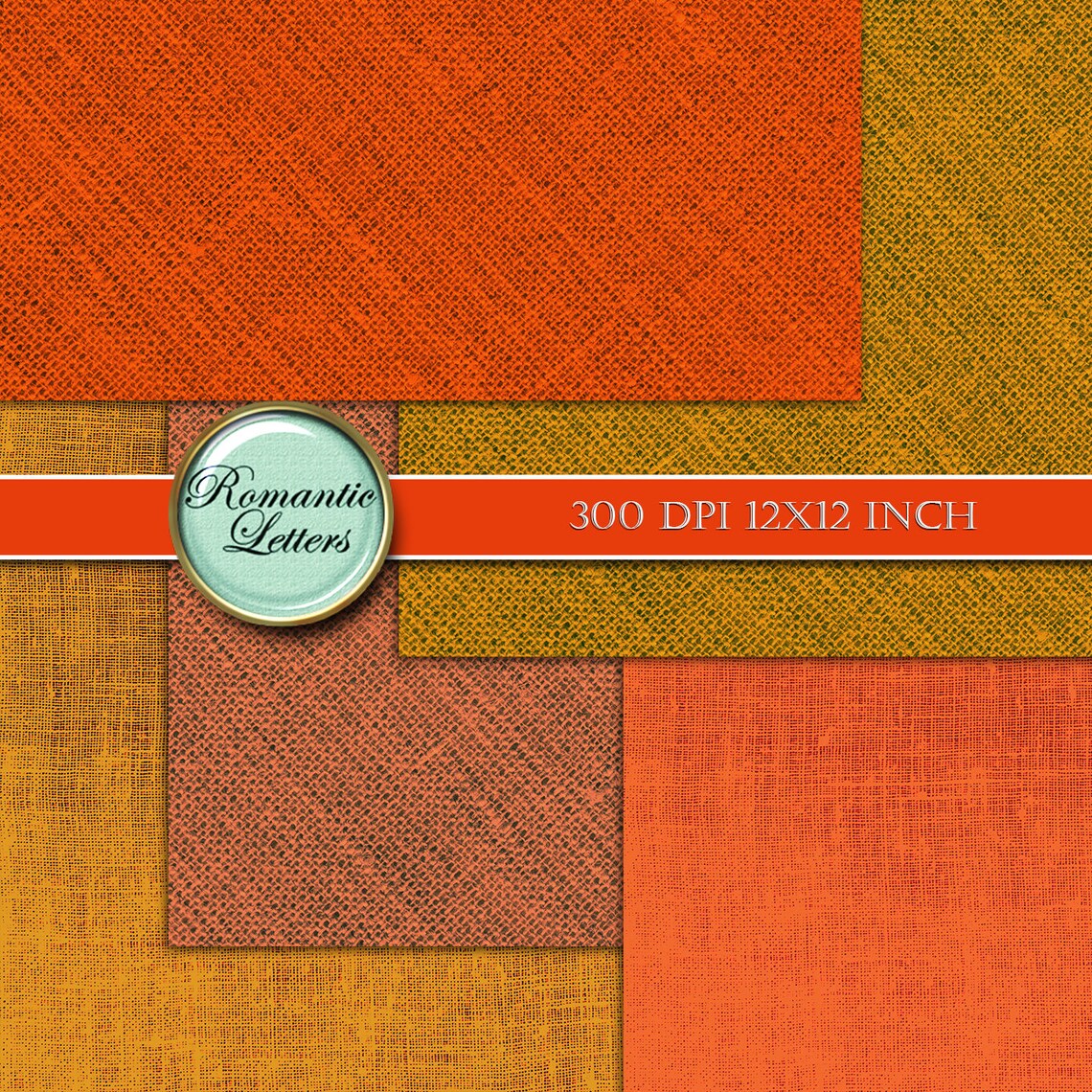 Orange Linen Texture Digital Paper Pack Digital Scrapbooking Textured ...