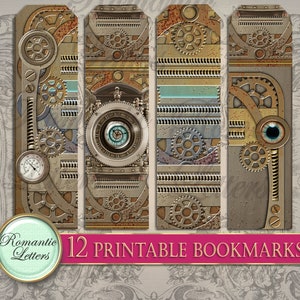 Printable Steampunk Bookmarks Set Printable Scrapbook Gift Tags ...
