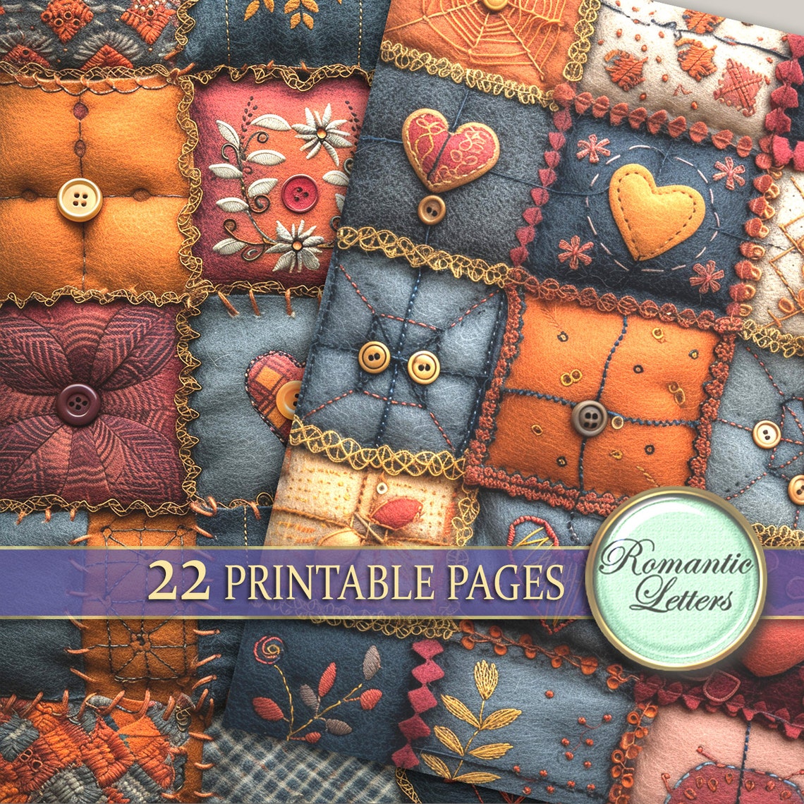 Patchwork Digital Printable Scrapbook Paper Pack Junk Journal Paper ...