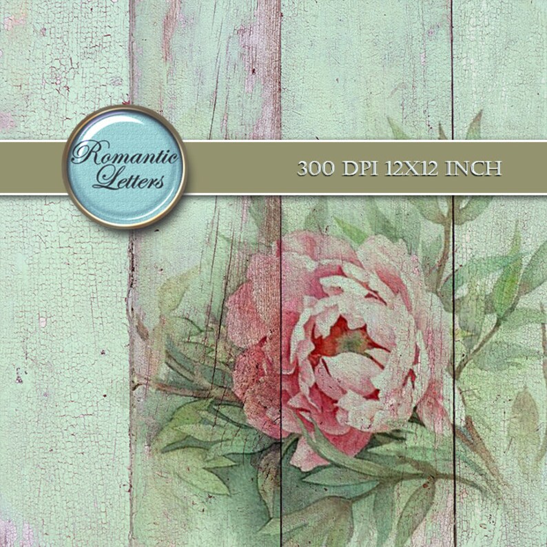 Floral Digital Scrapbook Paper Pack Shabby Chic Vintage Rose Flower ...
