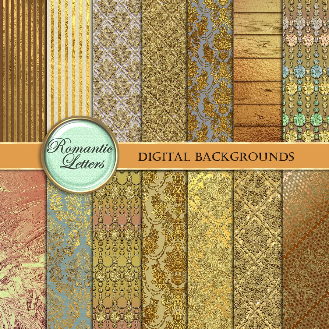 Digital Paper Pack Gold Texture Digital Scrapbook Paper Gold Background ...