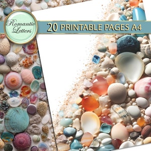 Beach Sea Shells Digital Scrapbook Paper Printable Beach Sand ...