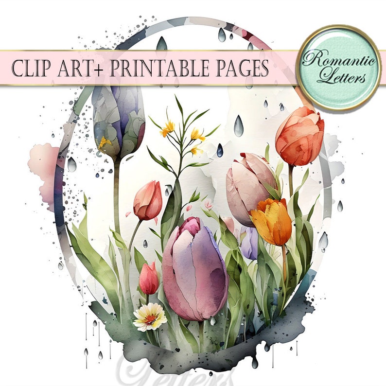 Easter Egg Flowers Digital Clip Art Set Floral Scrapbook Pages Easter ...