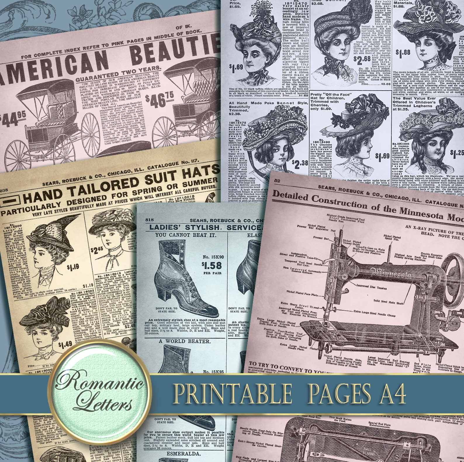 Printable Victorian Magazine Pages Digital Printable Paper Vintage ...