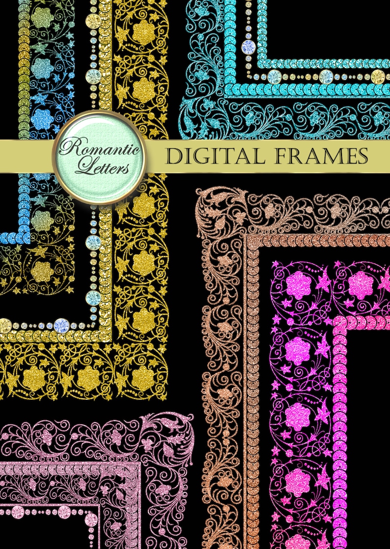 Digital Scrapbook Frames Gold Clip Art Lace Digital Scrapbook | Etsy