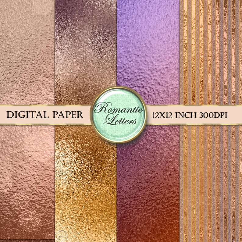 Rose gold digital scrapbook paper 12x12 scrapbook background | Etsy