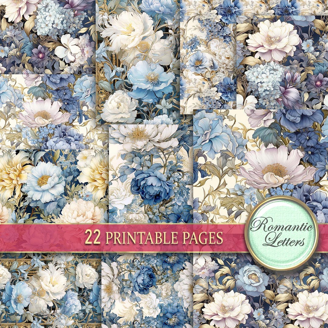 Digital Scrapbook Paper Pack Victorian Flower Botanical Digital ...