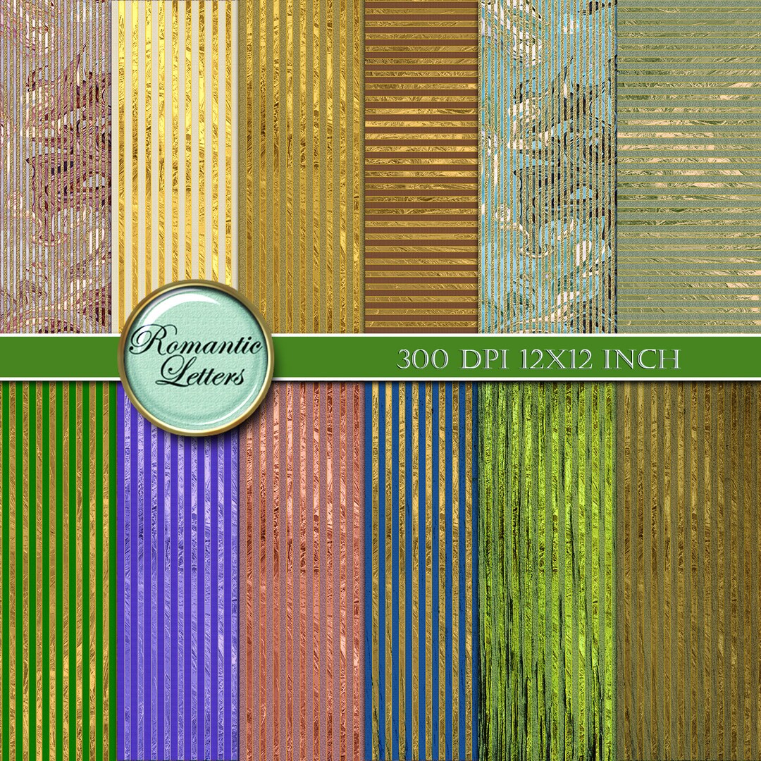 Digital Gold Striped Paper Digital Scrapbook Paper Pack Gold Background ...