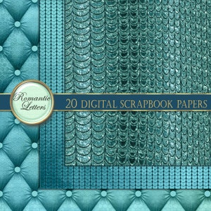 Digital Paper Teal Digital Scrapbook Album Paper Digital Texture Teal ...