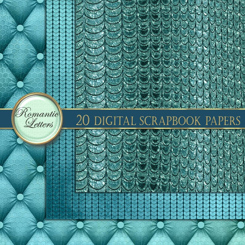 Digital Paper Teal Digital Scrapbook Album Paper Digital Texture Teal ...