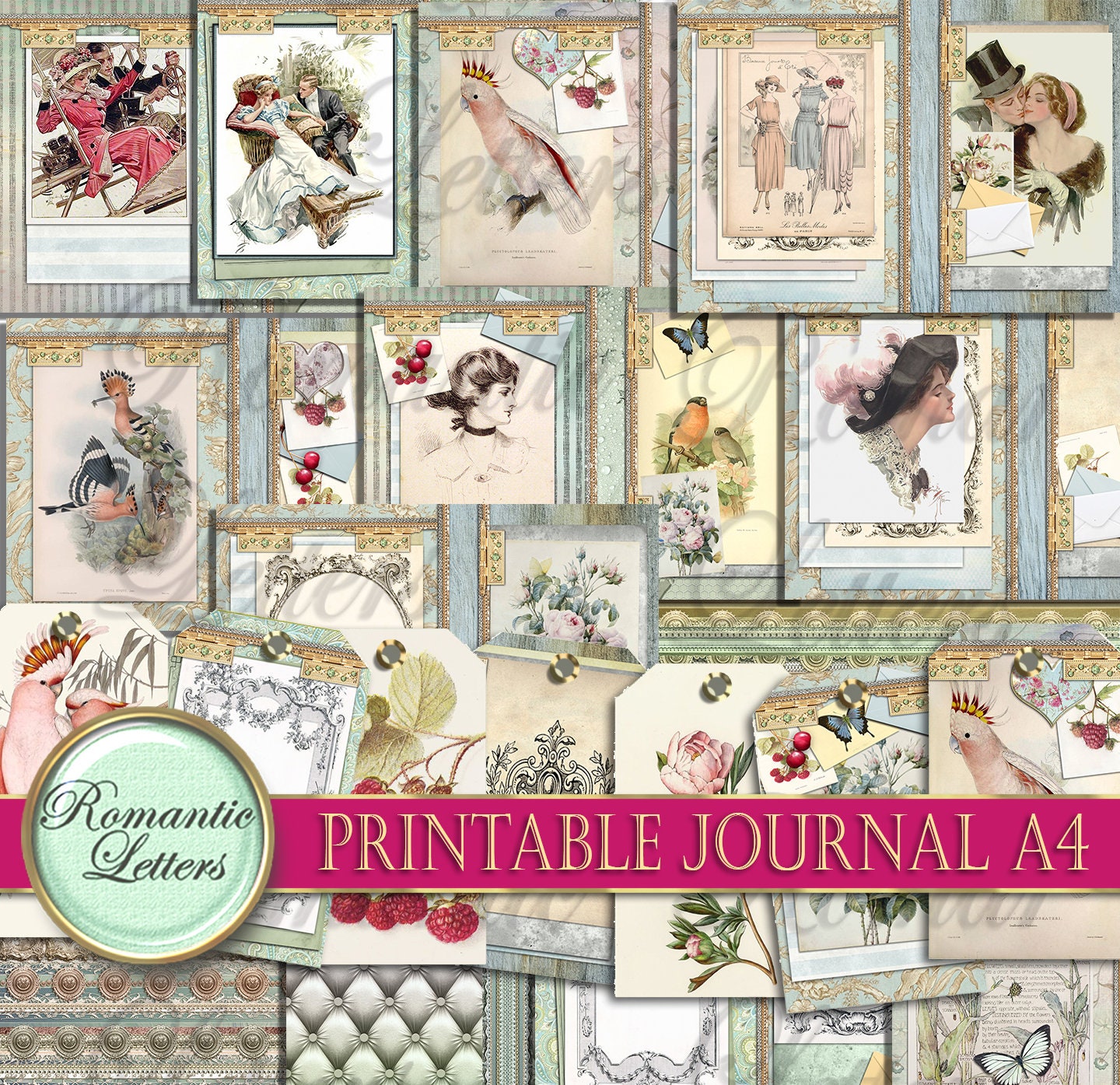 Printable Junk Journal Kit Vintage Digital Scrapbook Printable Journal ...