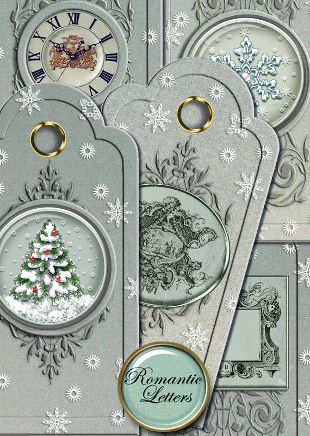 Digital Printable Christmas Gift Tags Printable Digital Christmas Card ...