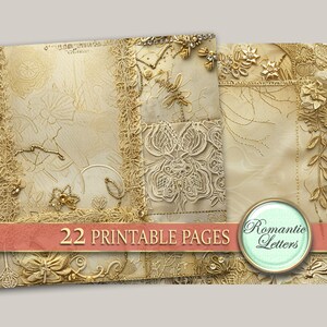 Digital Printable Scrapbook Paper Pack Embroidery Junk Journal Pages ...