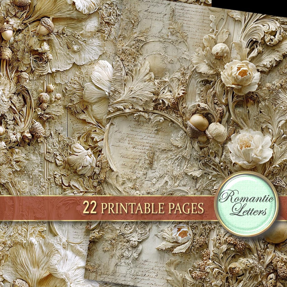 Boho Dried Flowers Digital Printable Scrapbook Paper Pack Printable ...