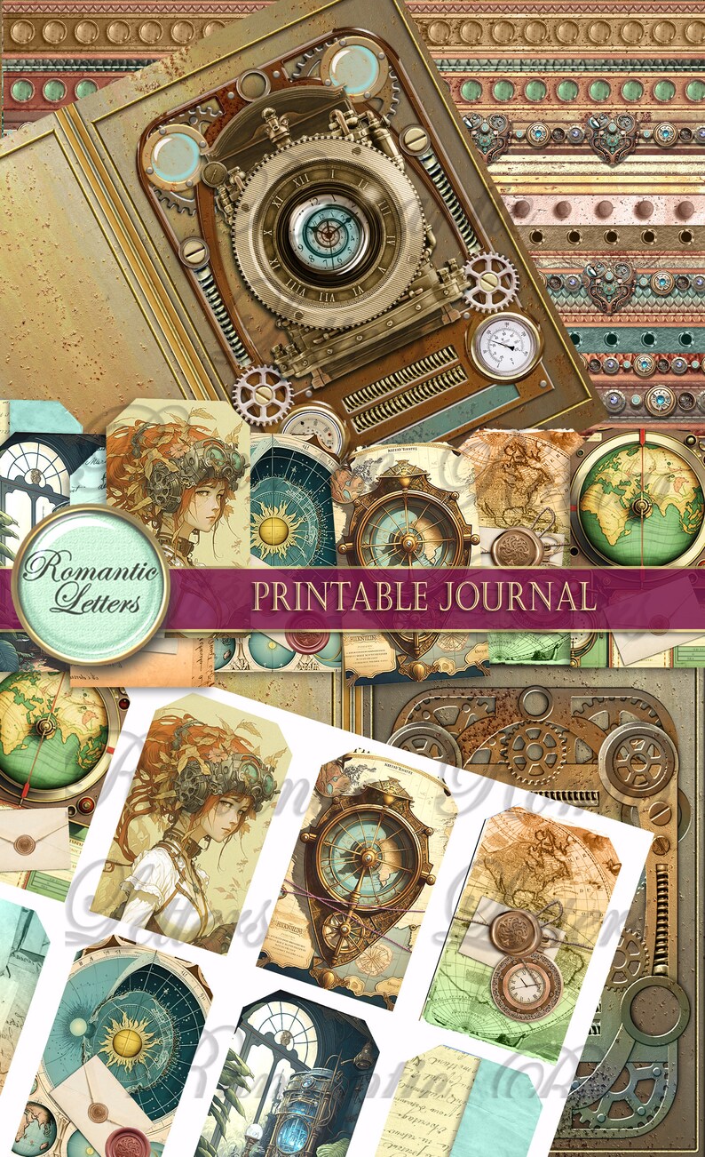 Steampunk Printable Junk Journal Kit Digital Scrapbook - Etsy