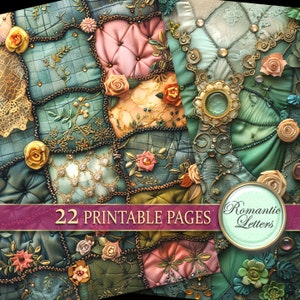 Digital Printable Scrapbook Paper Pack Patchwork Fabric Printable Craft ...