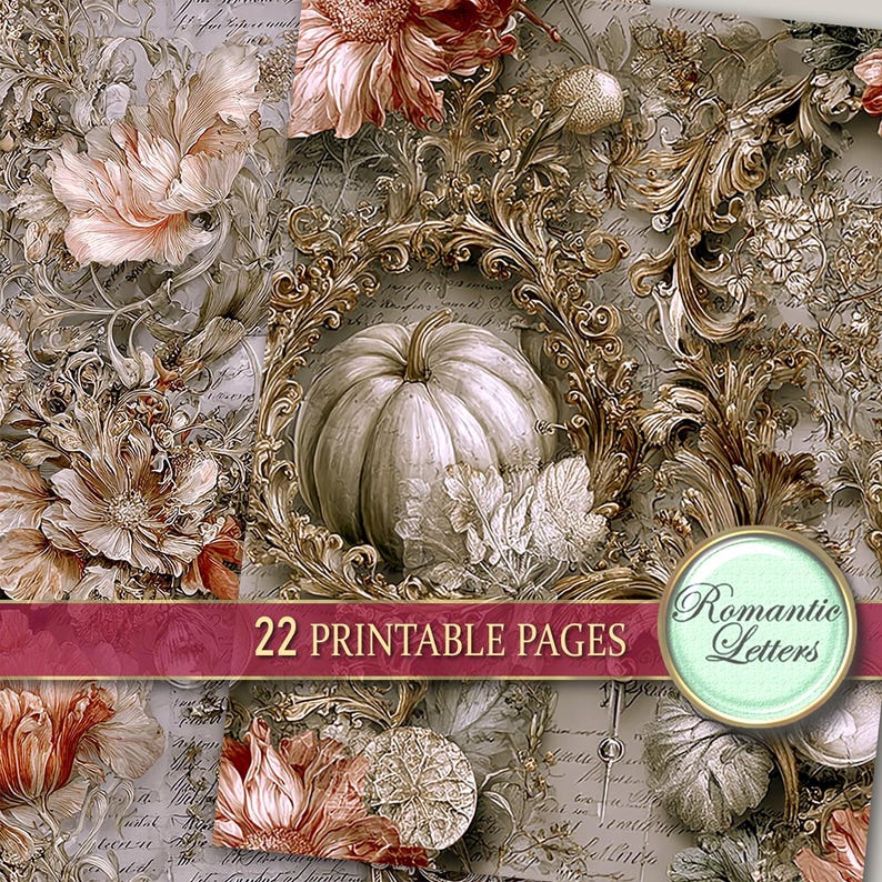 Halloween Pumpkin Digital Printable Scrapbook Paper Pack Printable Junk ...