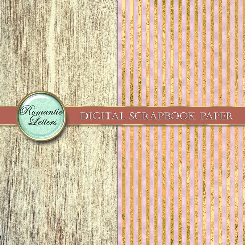Digital Paper Wood Digital Scrapbook Paper Gold Glitter | Etsy