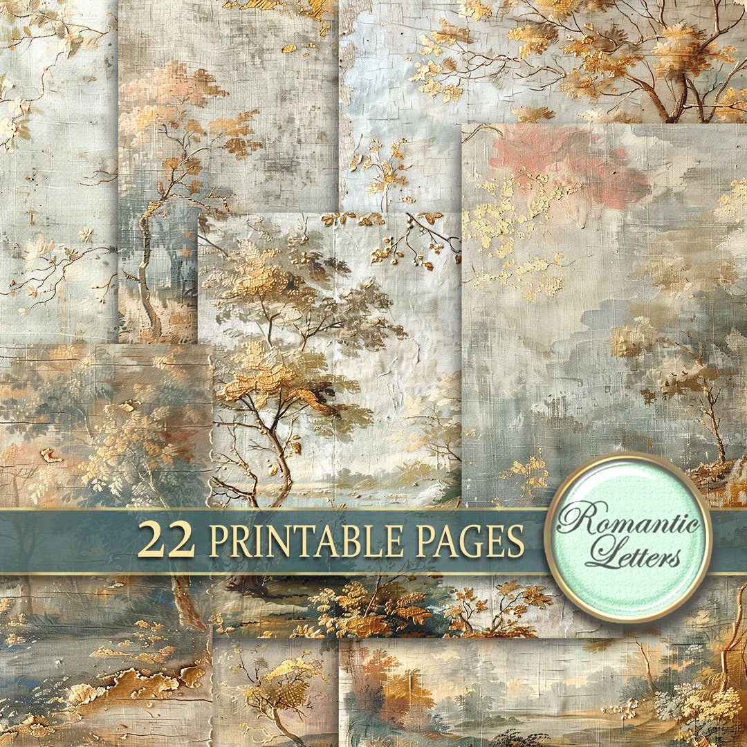 Antique Painted Canvas Digital Printable Background Autumn Digital ...