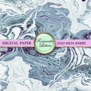 Marbled Digital Paper Pack Digital Scrapbook Background Printable ...