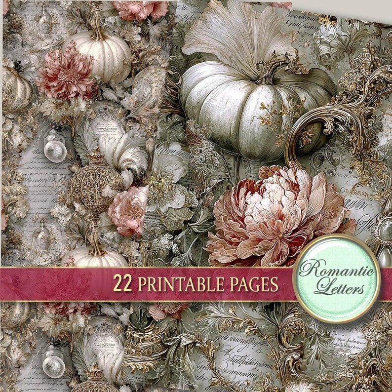 Halloween Pumpkin Digital Printable Scrapbook Paper Pack Printable Junk ...