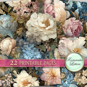 Digital Scrapbook Paper Pack Victorian Flower Botanical Digital ...