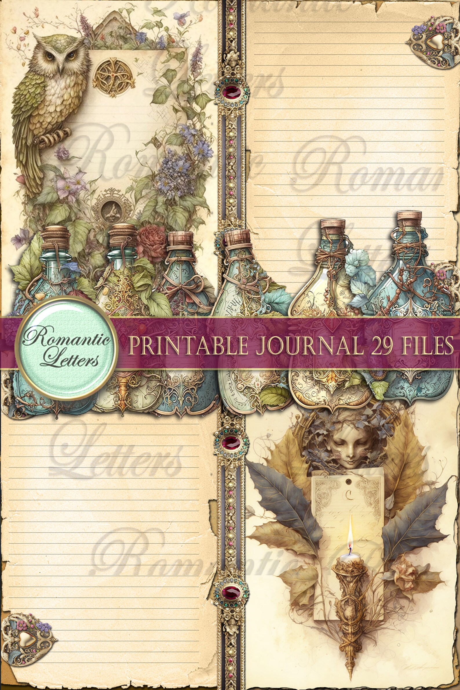 Magic Printable Junk Journal Kit Printable Journal Pages Card Tag Cover ...