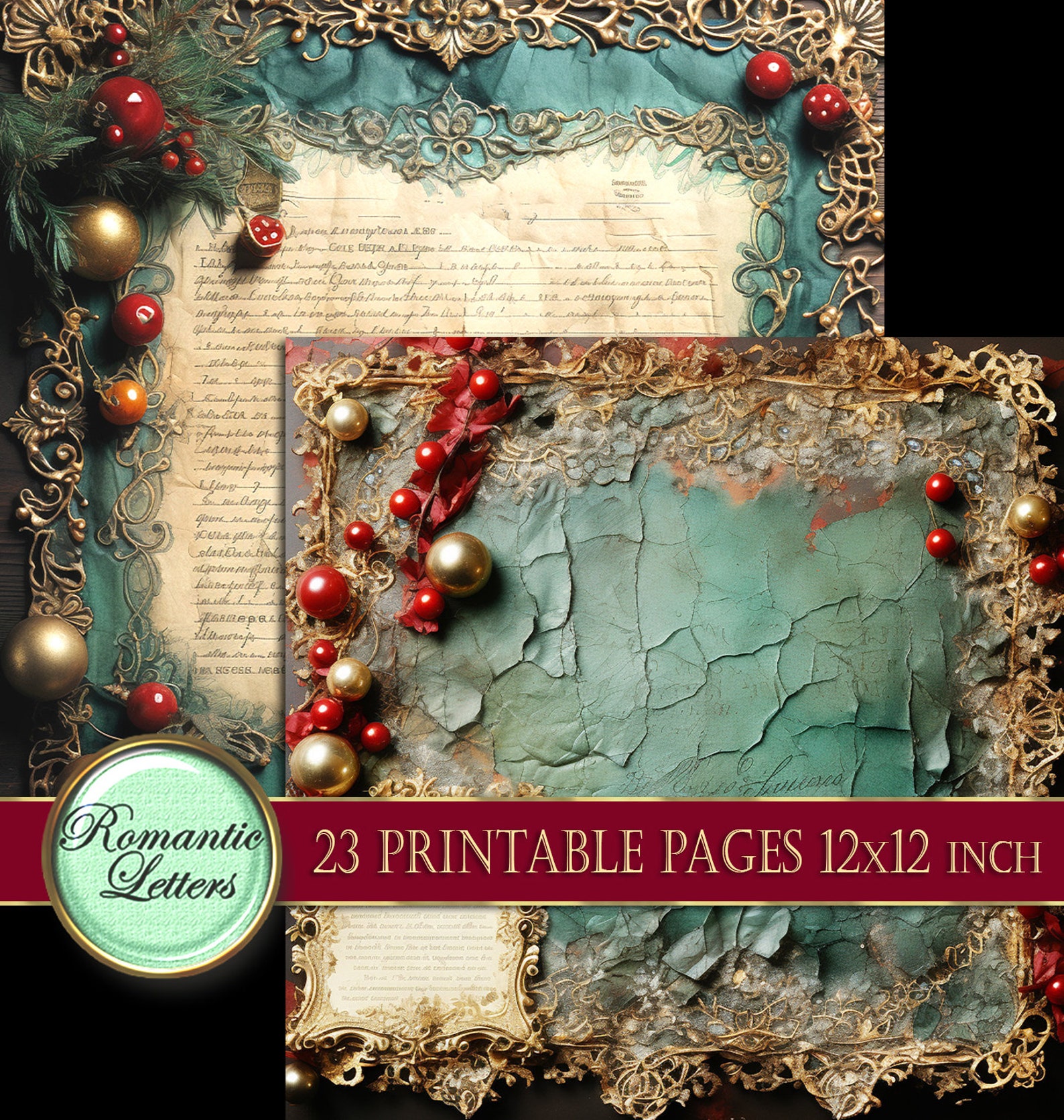 Printable Christmas Journal Pages Digital Scrapbooking Paper Background ...