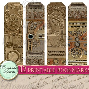 Printable Steampunk Bookmarks Set Printable Scrapbook Gift Tags ...