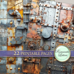 Rust Metal Texture Steampunk Printable Paper Pack Scrapbook Printable ...