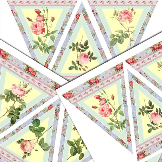 SALE Printable Digital Banner Shabby Chic Birthday Party - Etsy