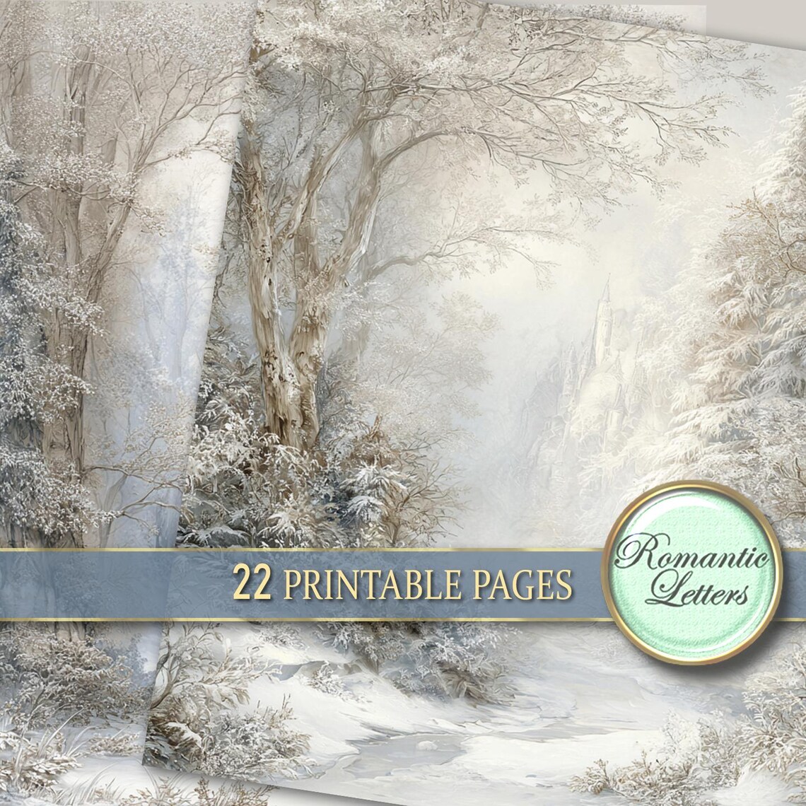 Winter Forest Digital Paper Pack Printable Winter Wedding Album Paper ...