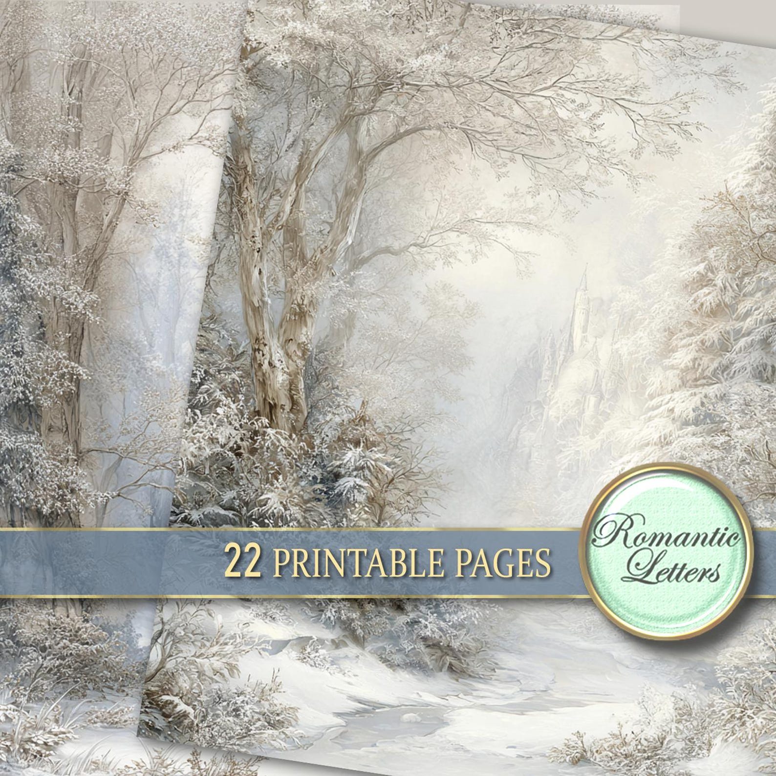 Winter Forest Digital Paper Pack Printable Winter Wedding Album Paper ...