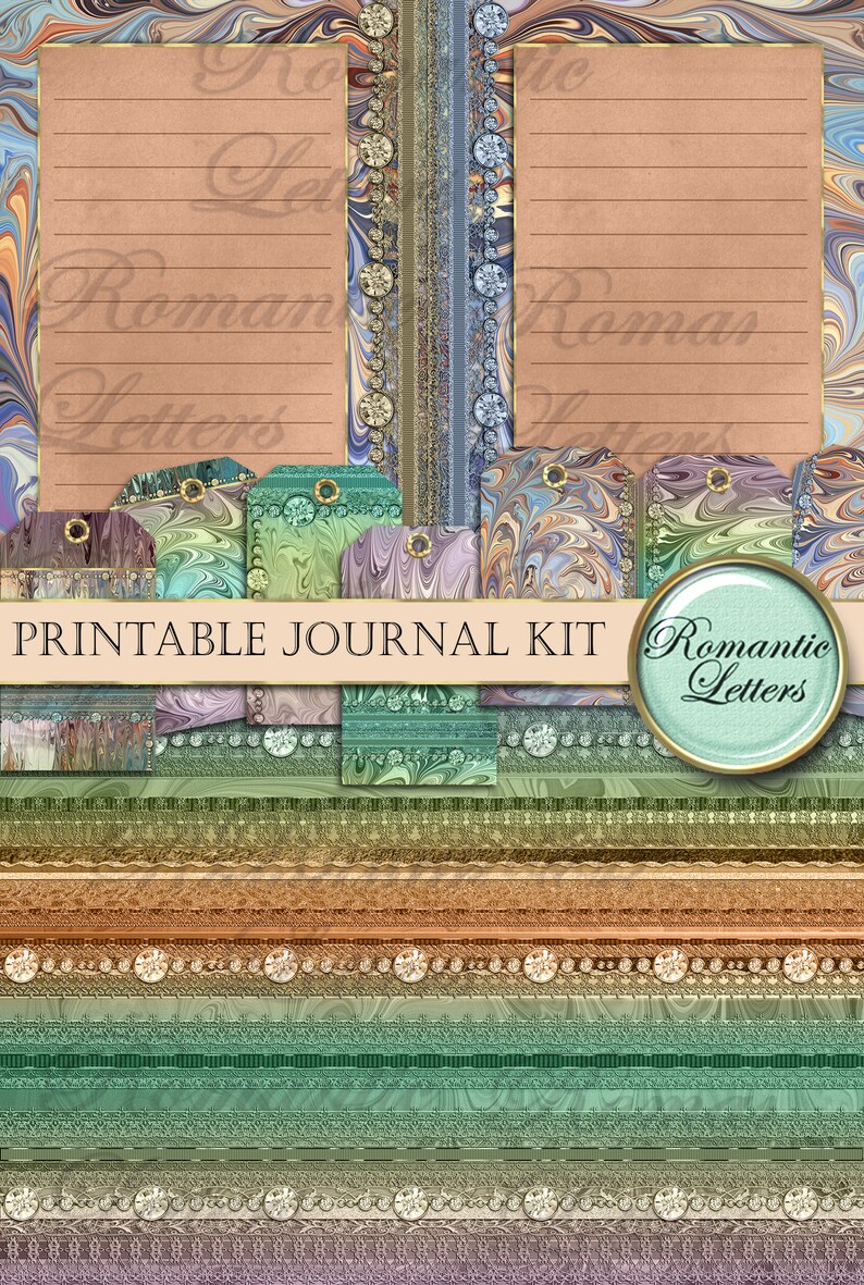 Printable Junk journal kit digital scrapbook backgrounds | Etsy
